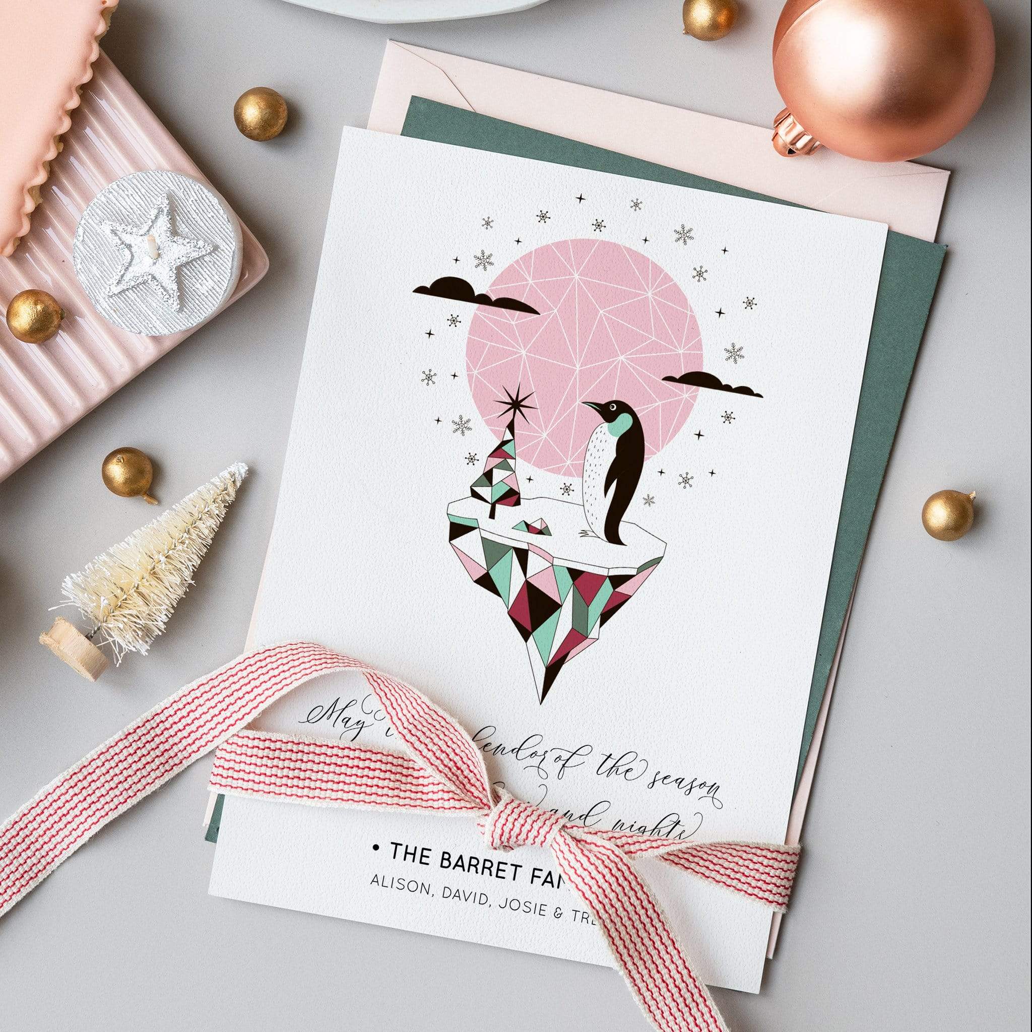 Modern Penguin Christmas Card Editable Printable Template Download ...
